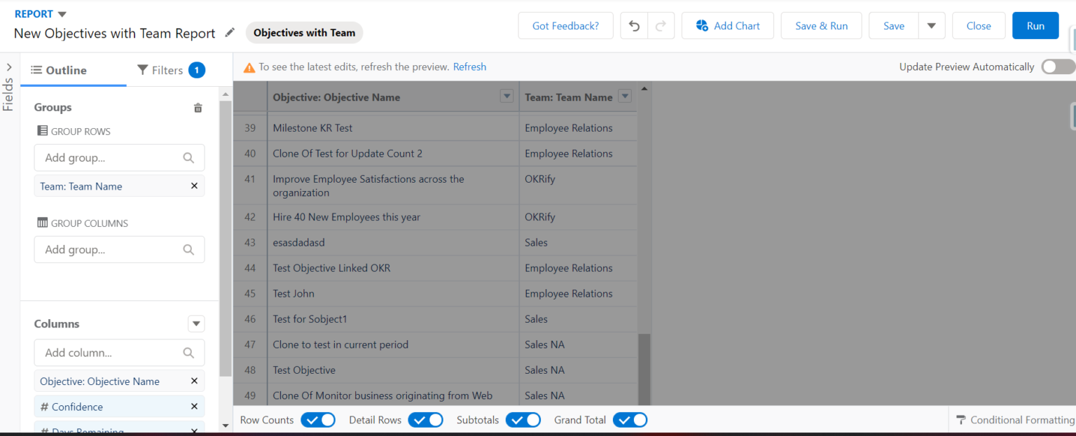 Create New Salesforce Report - OKRify