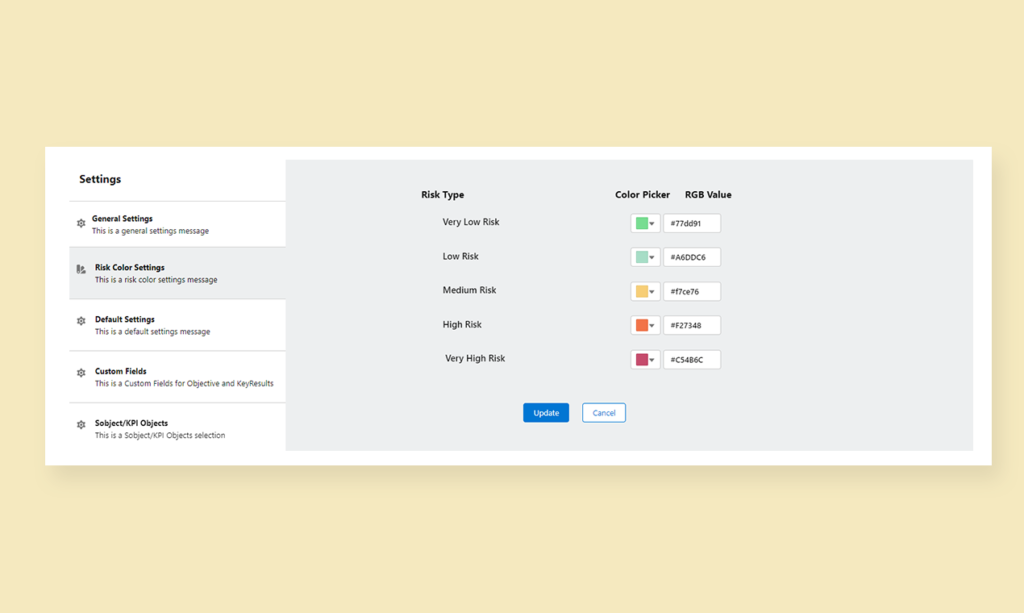 Risk Colour Settings - OKRify