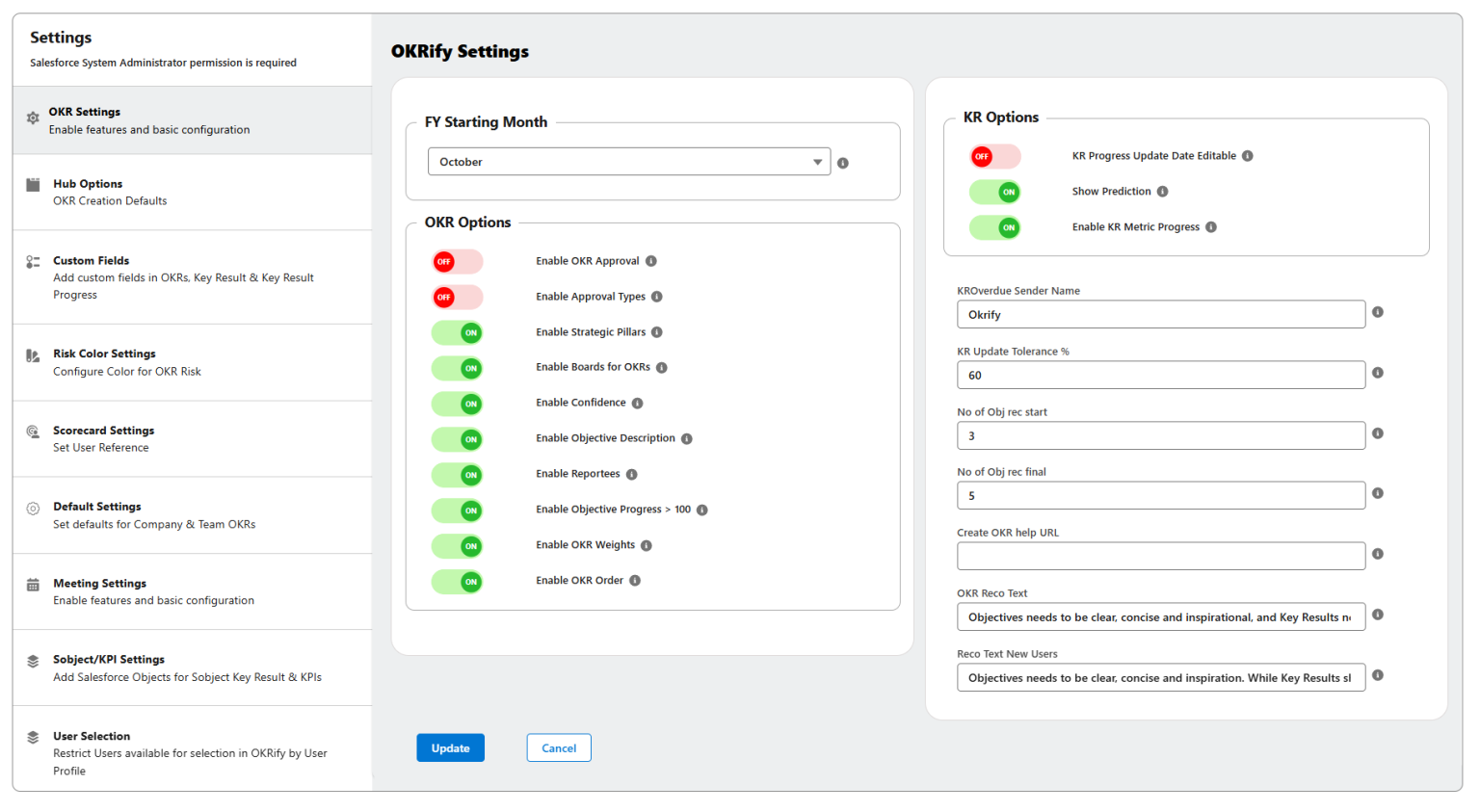 General Settings - OKRify
