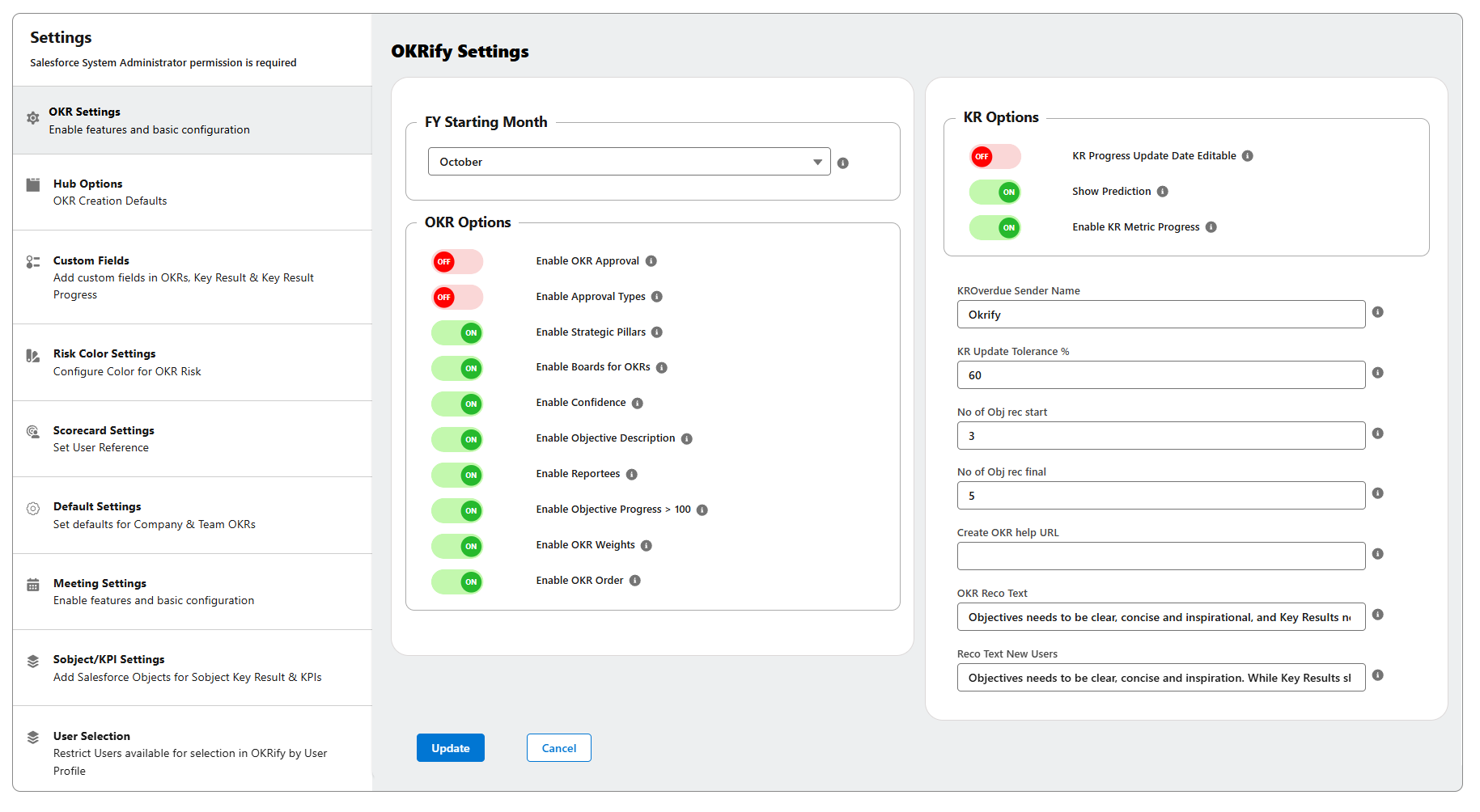 General Settings - OKRify